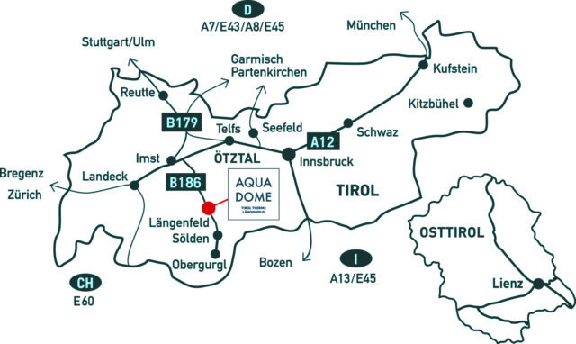 Plan your journey: Address and location AQUA DOME Tirol